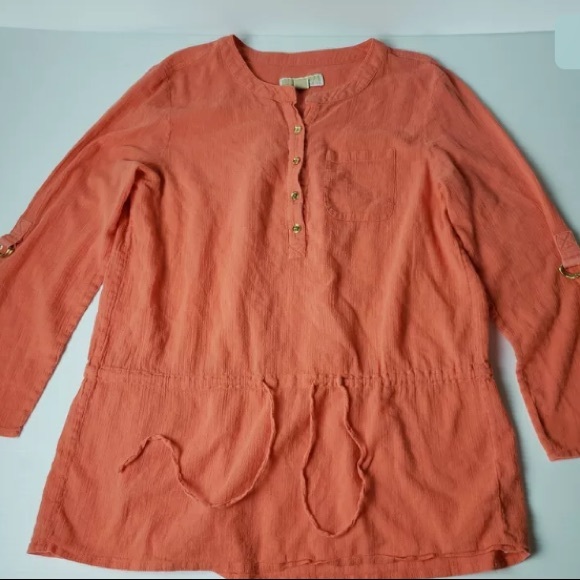 MICHAEL Michael Kors | Tops | Michael Kors Peach Orange Cinch Waist ...